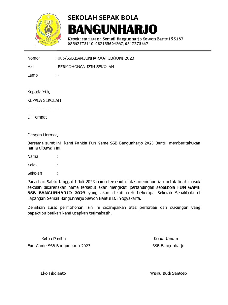 Surat Ijin Sekolah | PDF