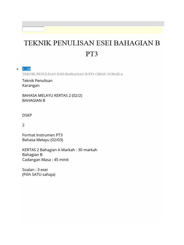Teknik Penulisan Esei Bahagian B Pt3 | PDF