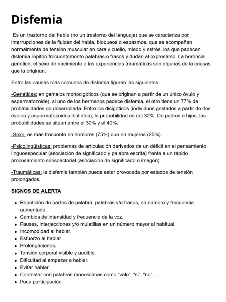 Disfemia, Dislexia y Afasia: Guía Completa | PDF | Artes del Lenguaje y ...