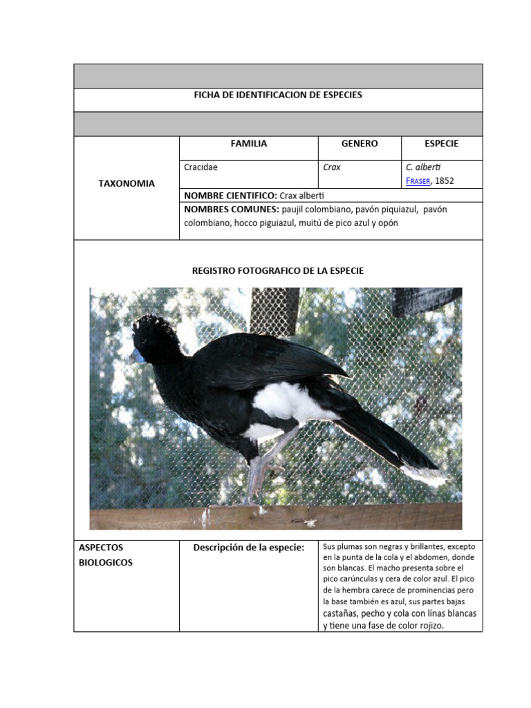 Ficha de Identificacion de Especies | PDF