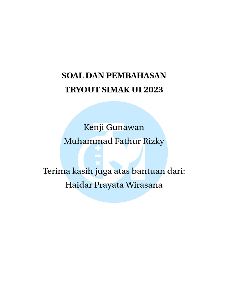 Pembahasan Tryout SIMAK UI 2023 | PDF Pembahasan Tryout SIMAK UI 2023 | PDF