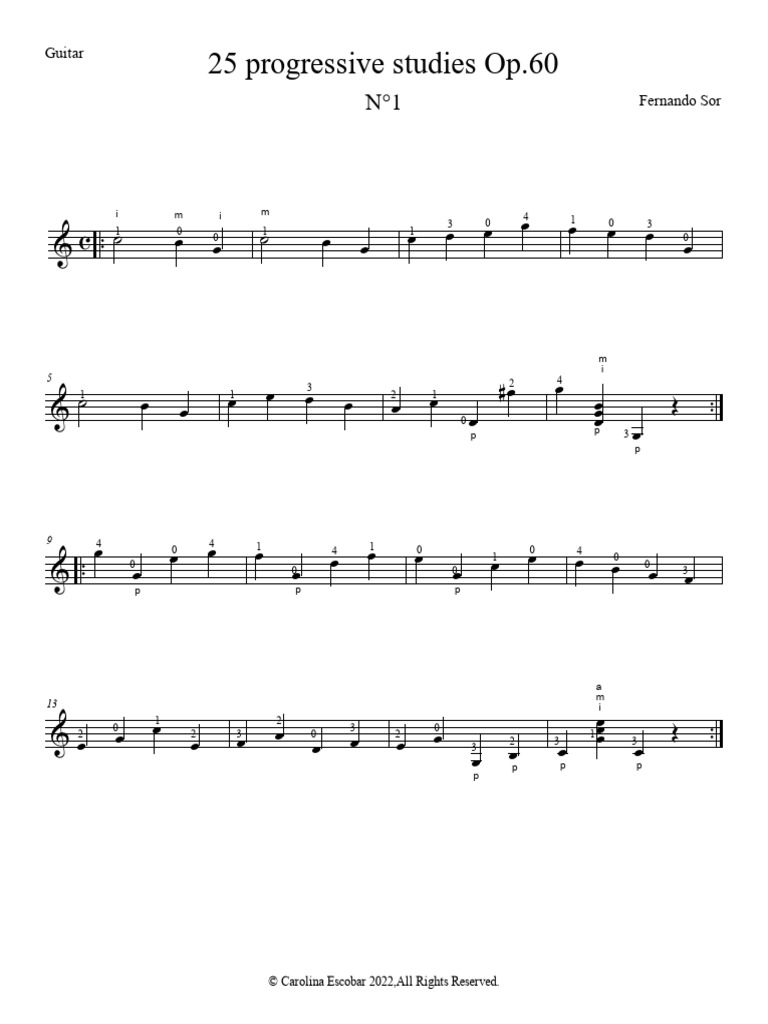 Study N°1 Op. 60 - Fernando Sor (Sheet Music) | PDF