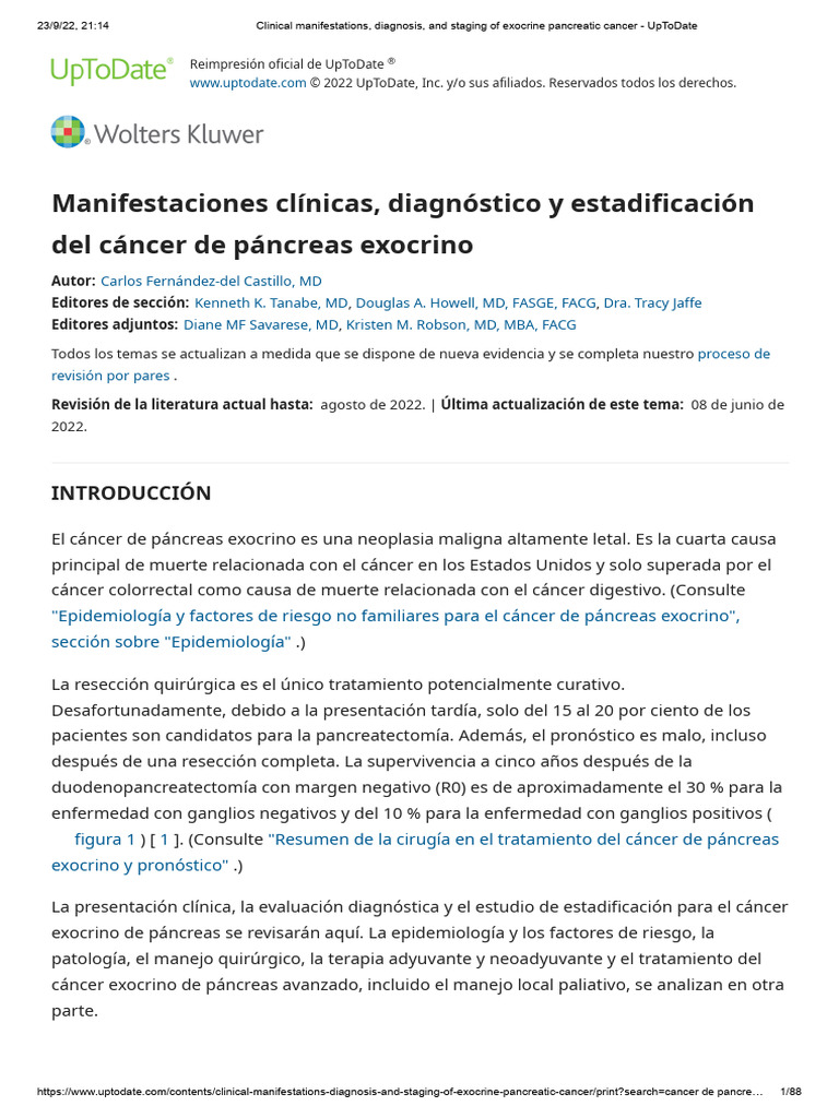 Uptodate Cancer de Pancreas | PDF