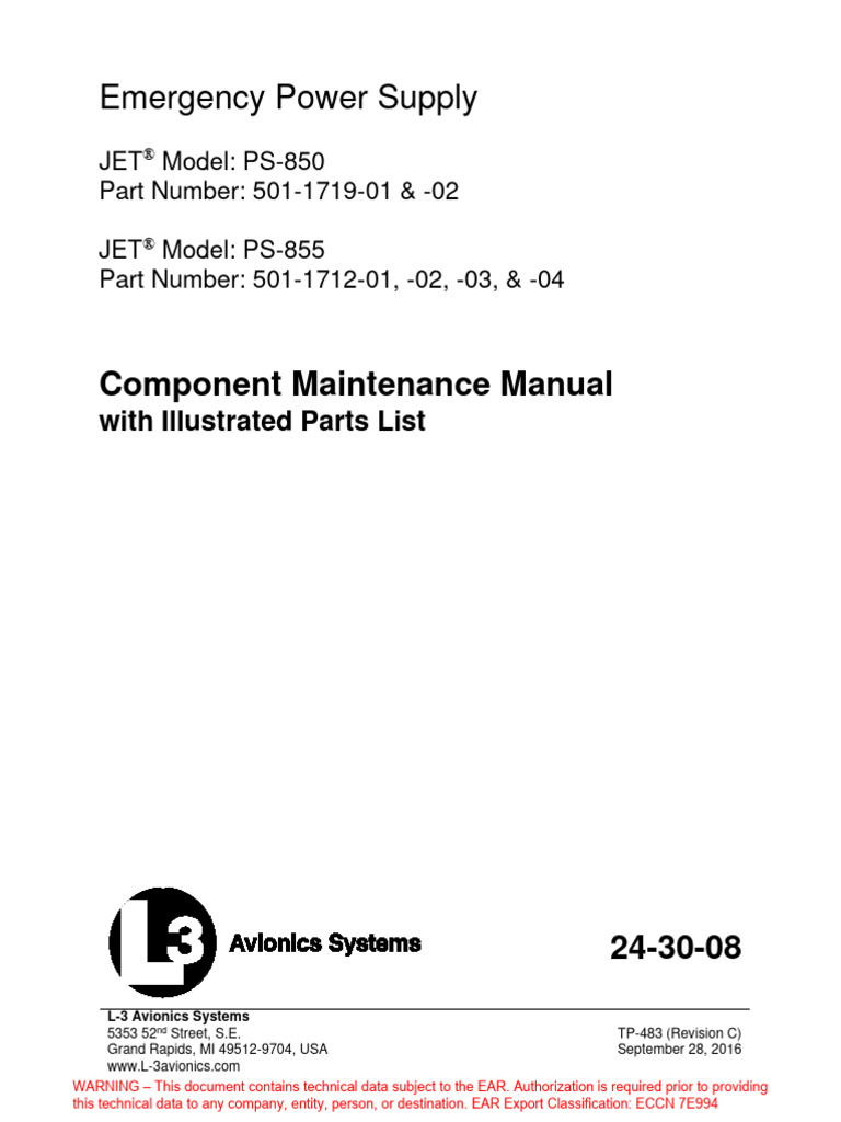 24-30-08 Emergency Power Supply JET Model CMM | Download Free PDF ...