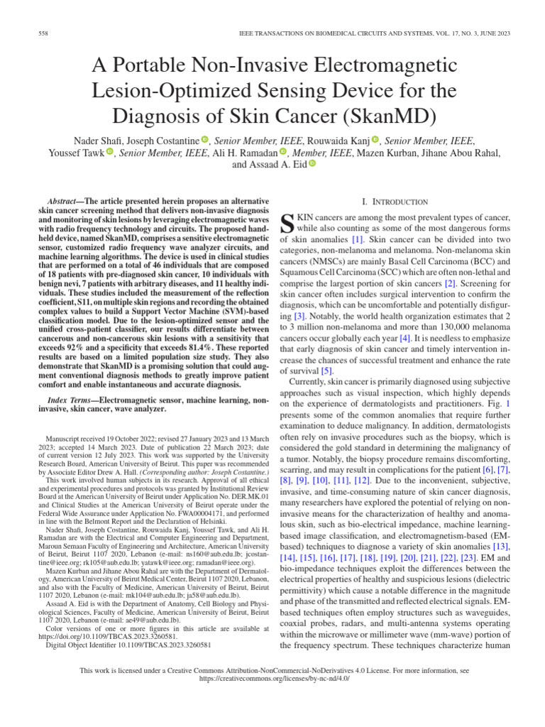 A Portable Non-Invasive Electromagnetic Lesion-Optimized Sensing Device ...