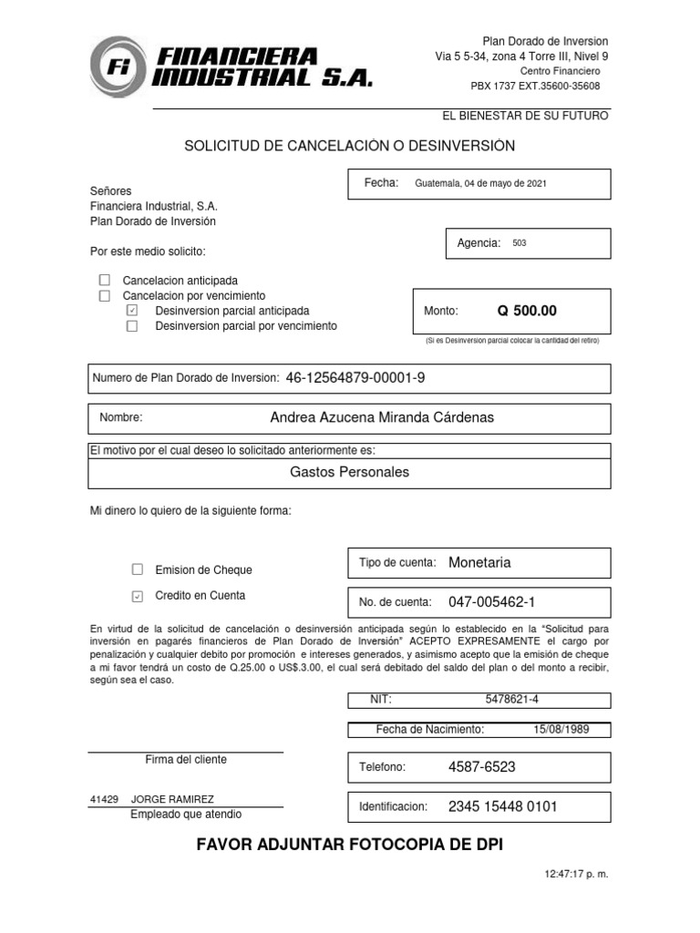 Ejemplo Formato Carta de Retiro | PDF