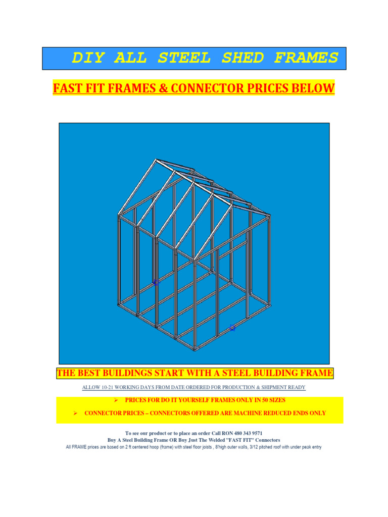 DIY Steel Shed Frames & Connectors | PDF | Framing (Construction ...