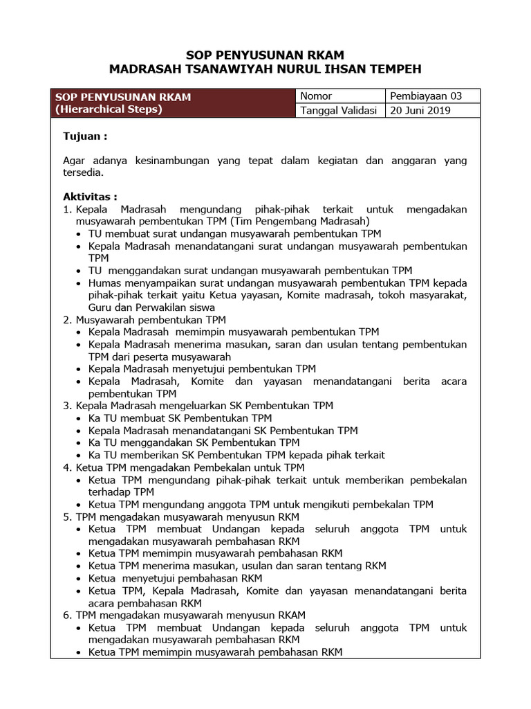 Sop Penyusunan Rkam | PDF