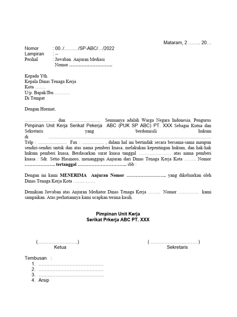 CONTOH JAWABAN ANJURAN | PDF