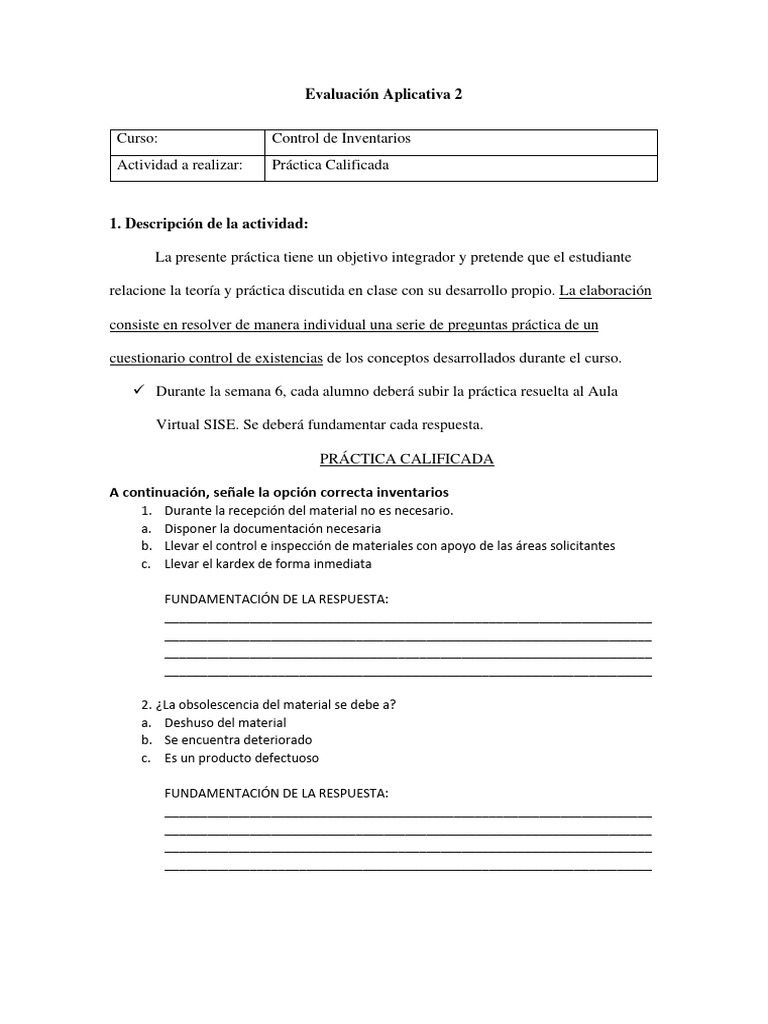 Evaluación Aplicativas 2 - Cpex-1 | PDF | Inventario