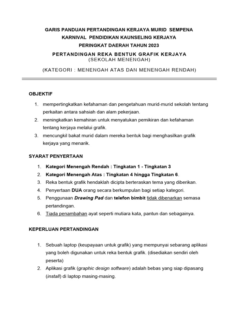 Garis Panduan Pertandingan Rekabentuk Grafik | PDF Garis Panduan Pertandingan Rekabentuk Grafik | PDF