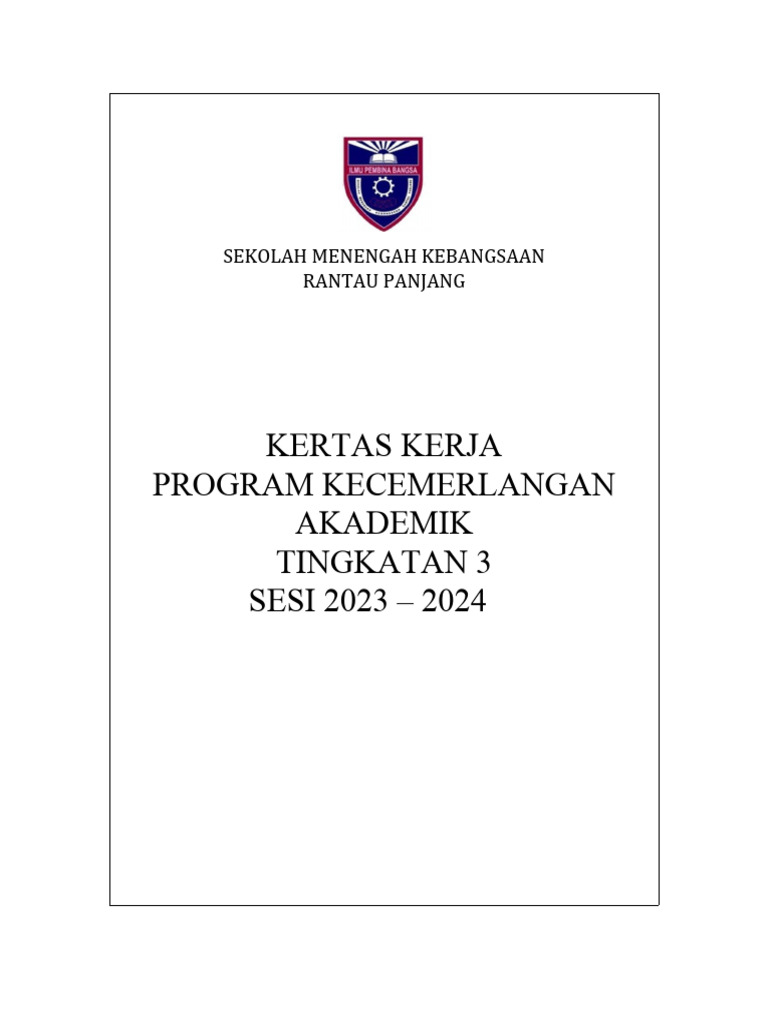 Kertas Kerja Program Kecemerlangan | PDF
