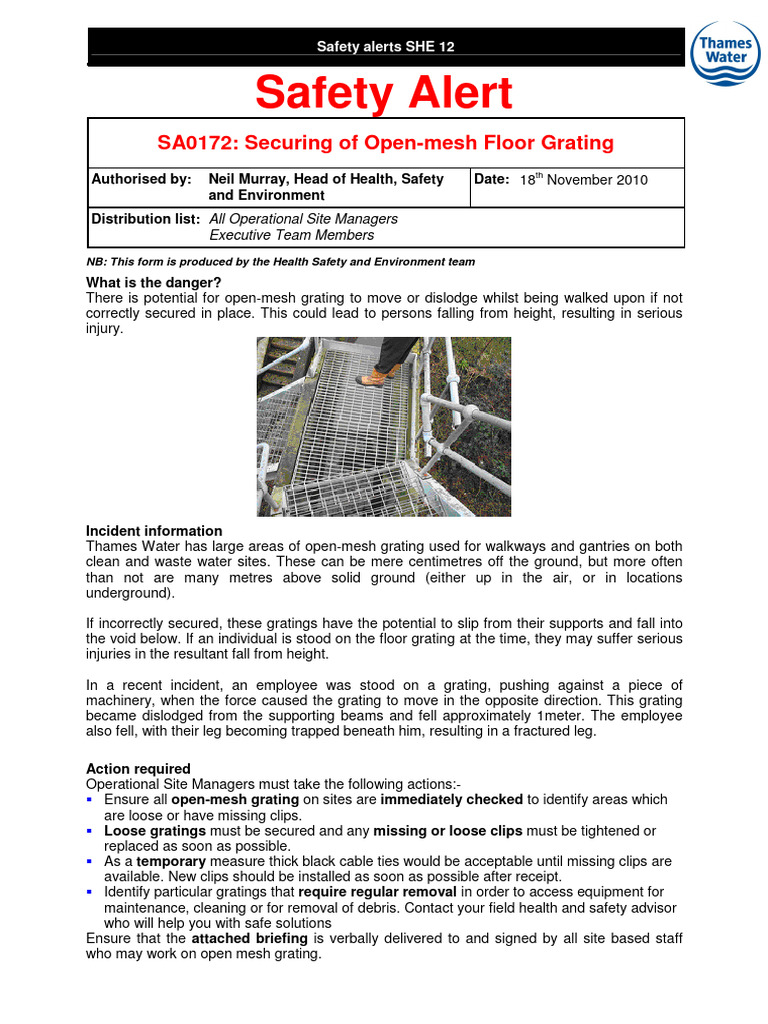Thames Securing of Open Mesh Floor Grating | PDF