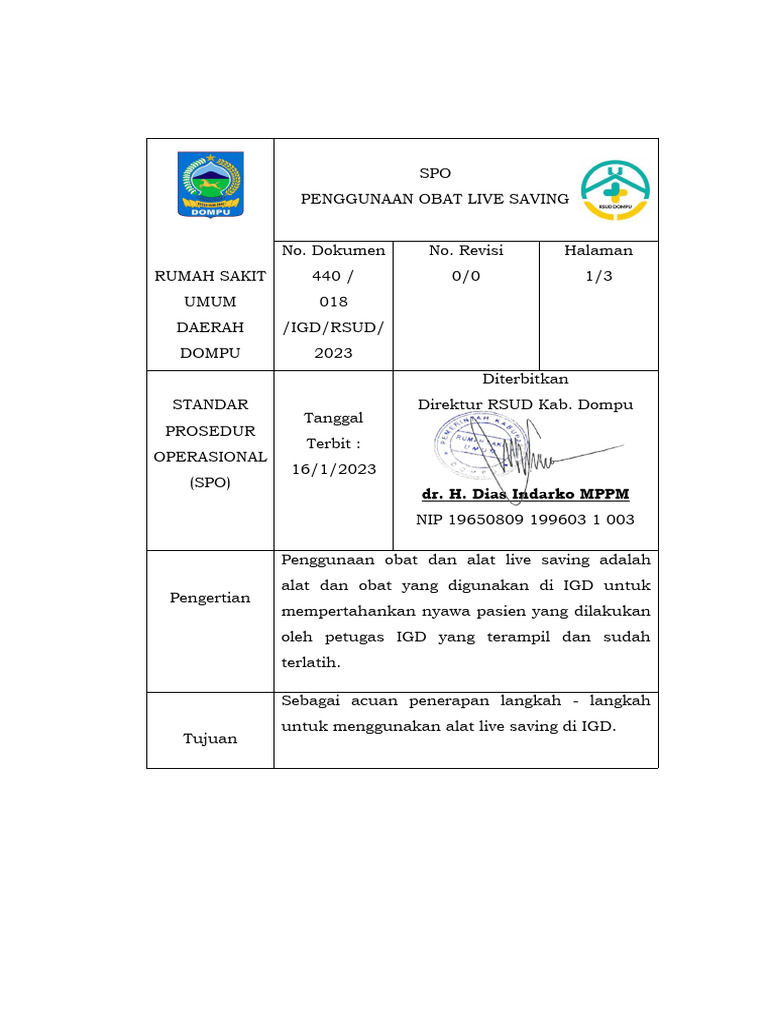 Spo Pengg Obat Live Saving | PDF