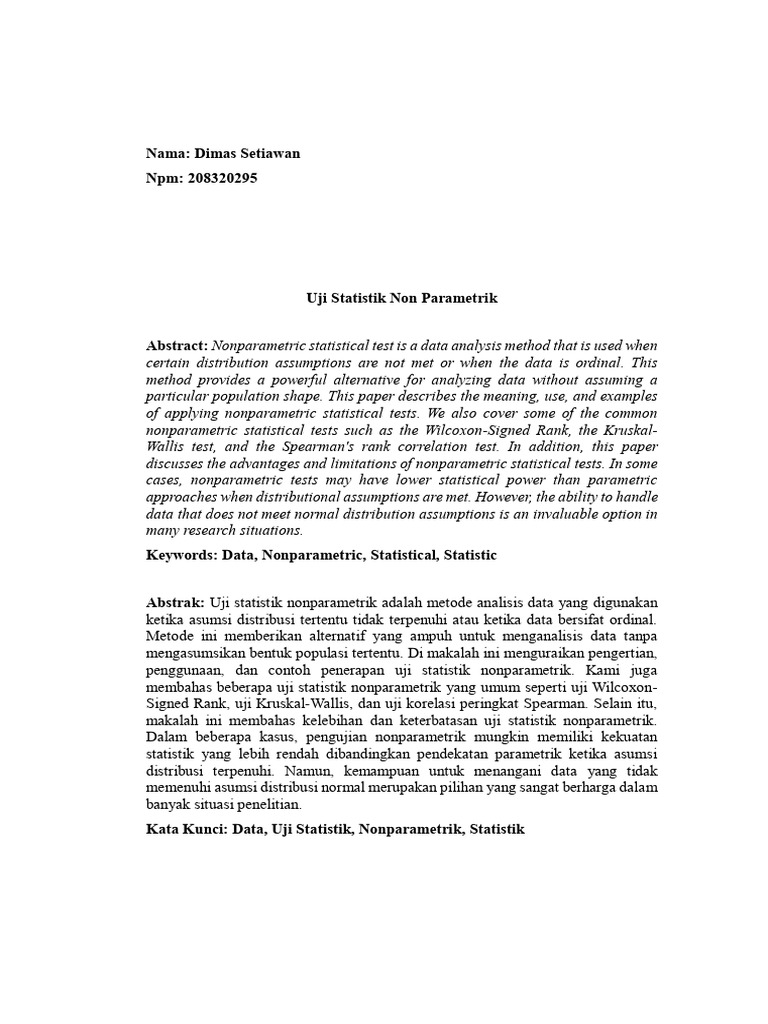 Uji statistik non parametrik | PDF