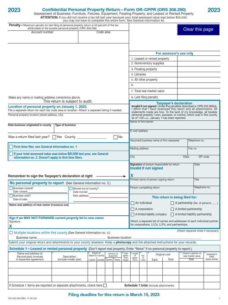 Form or CPPR - 553 004 - 2023 | PDF