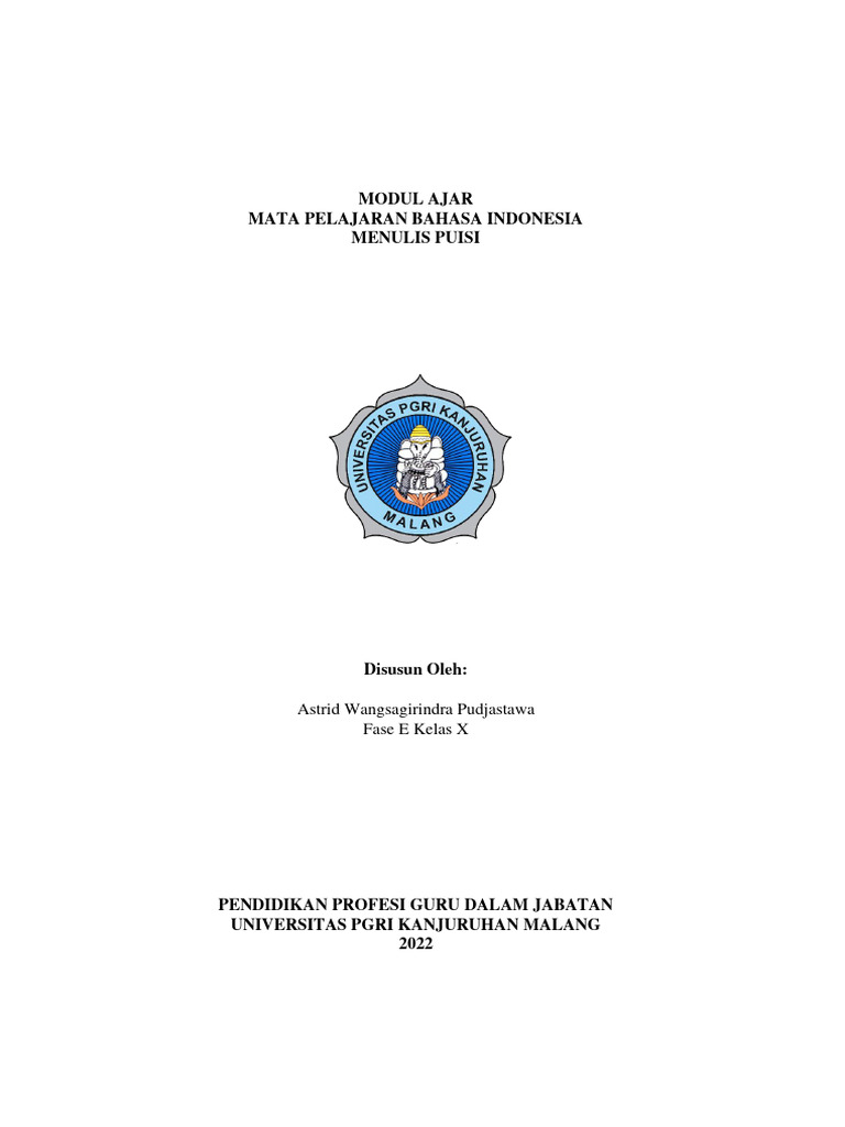 (UKIN) Modul Ajar Menulis Puisi - Astrid Wangsagirindra Pudjastawa | PDF