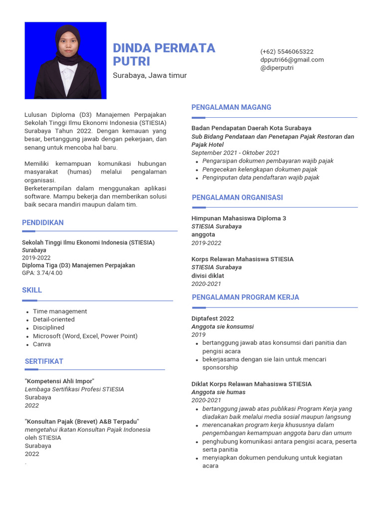 CV Dinda Permata Putri-1 | PDF