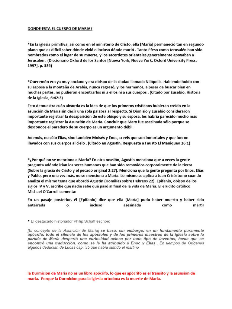 Falsa Asuncion de Maria | PDF