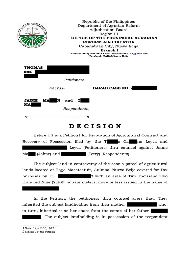 Revocation of Contract - Decision DARAB | PDF | Leasehold Estate | Lease