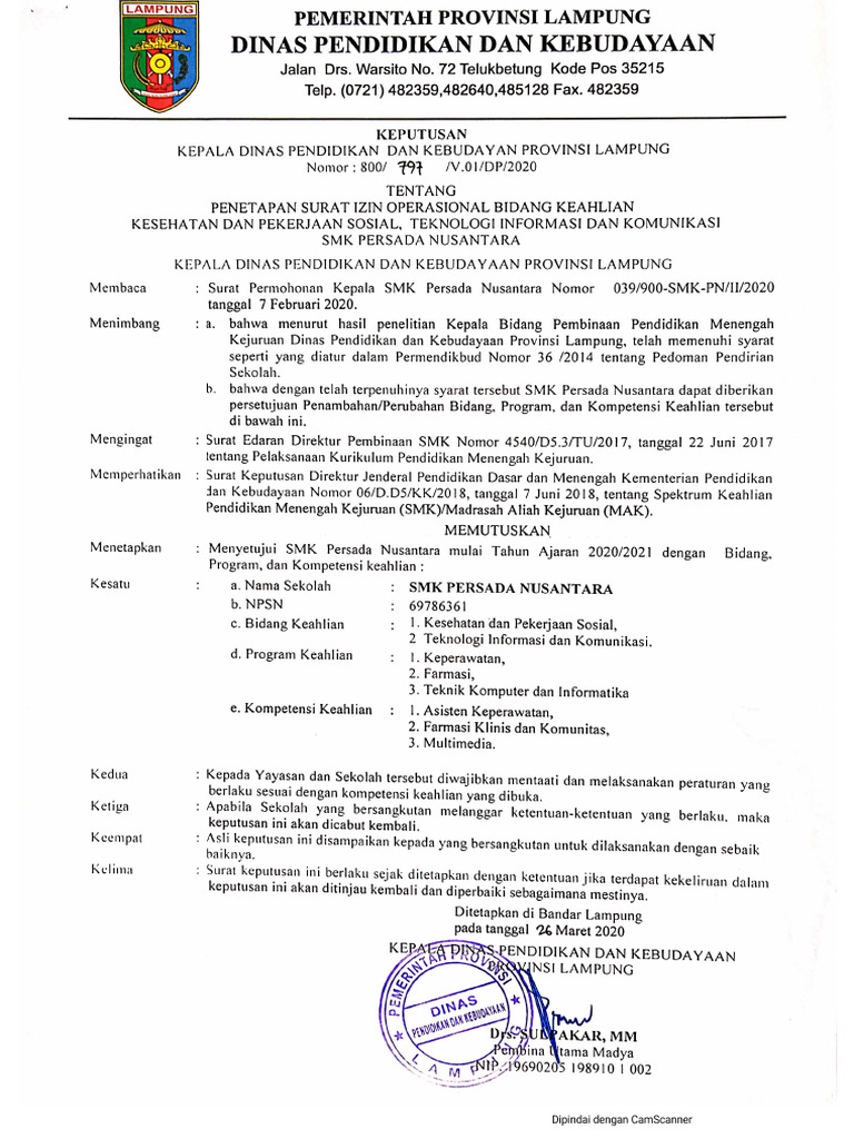 Surat Ijin Operasional | PDF