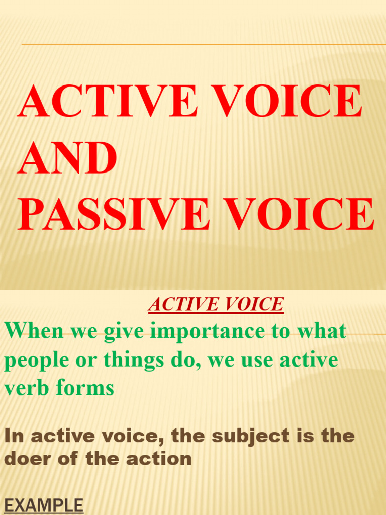 Active Voice and Passive Voice | PDF