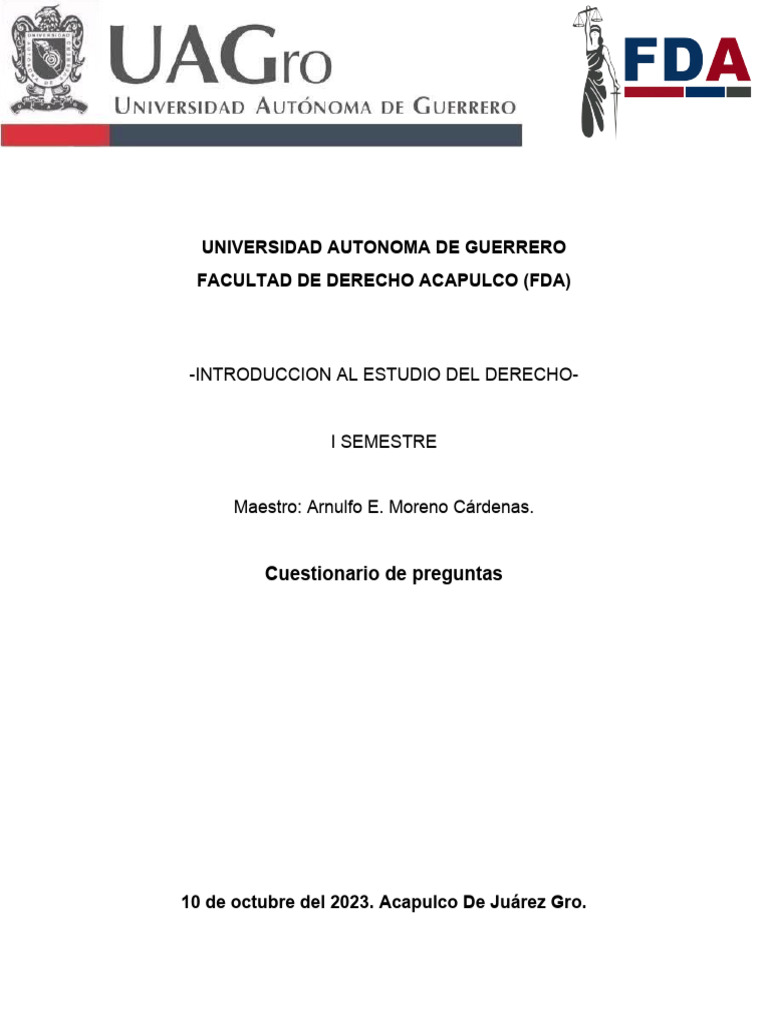 Universidad Autonoma de Guerrero Facultad de Derecho Acapulco (Fda) | PDF