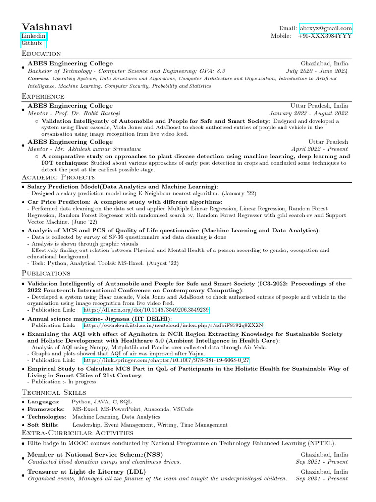 Vaishnavi Resume | PDF | Machine Learning | Data Analysis