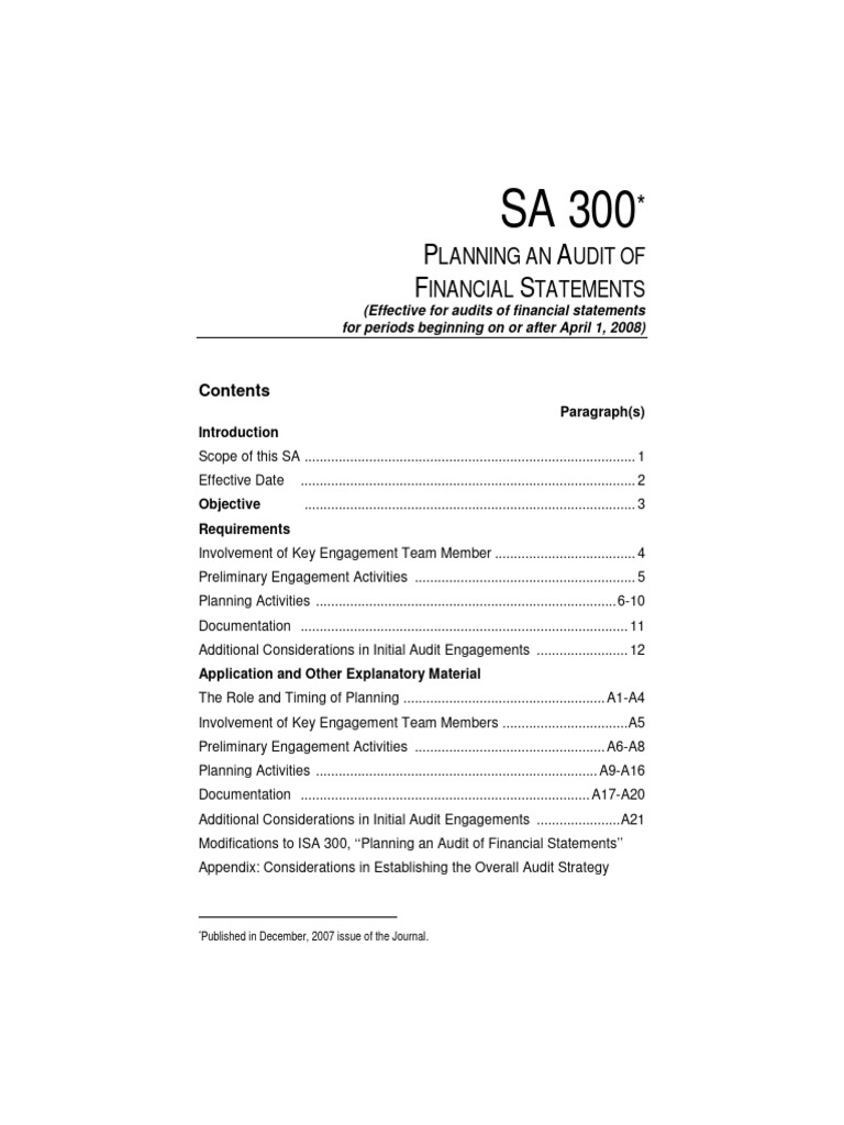Planning Financial Statement Audits | PDF