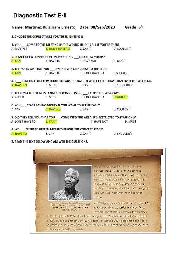 Diagnostic Test | PDF
