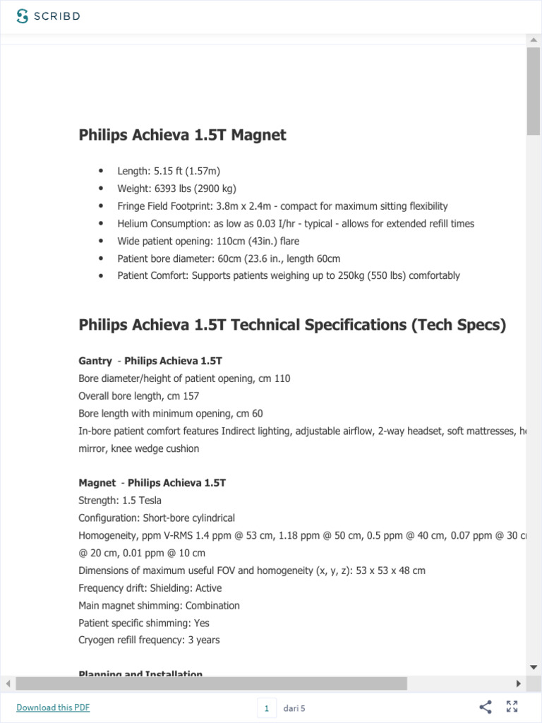 Achieva Phillips 1,5t | PDF | Science & Mathematics