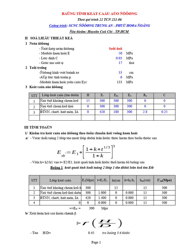 Bang Tinh Ao Duong Mem 22TCN 211-06 | PDF