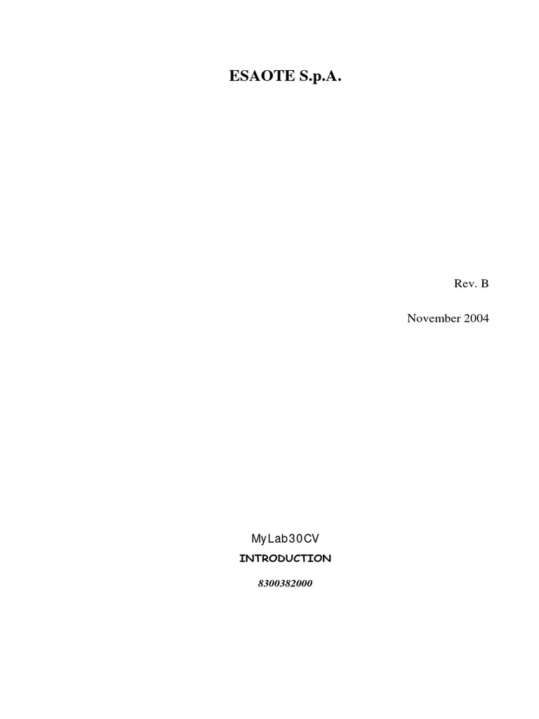 Esaote My Lab 30cv User S Manual | PDF