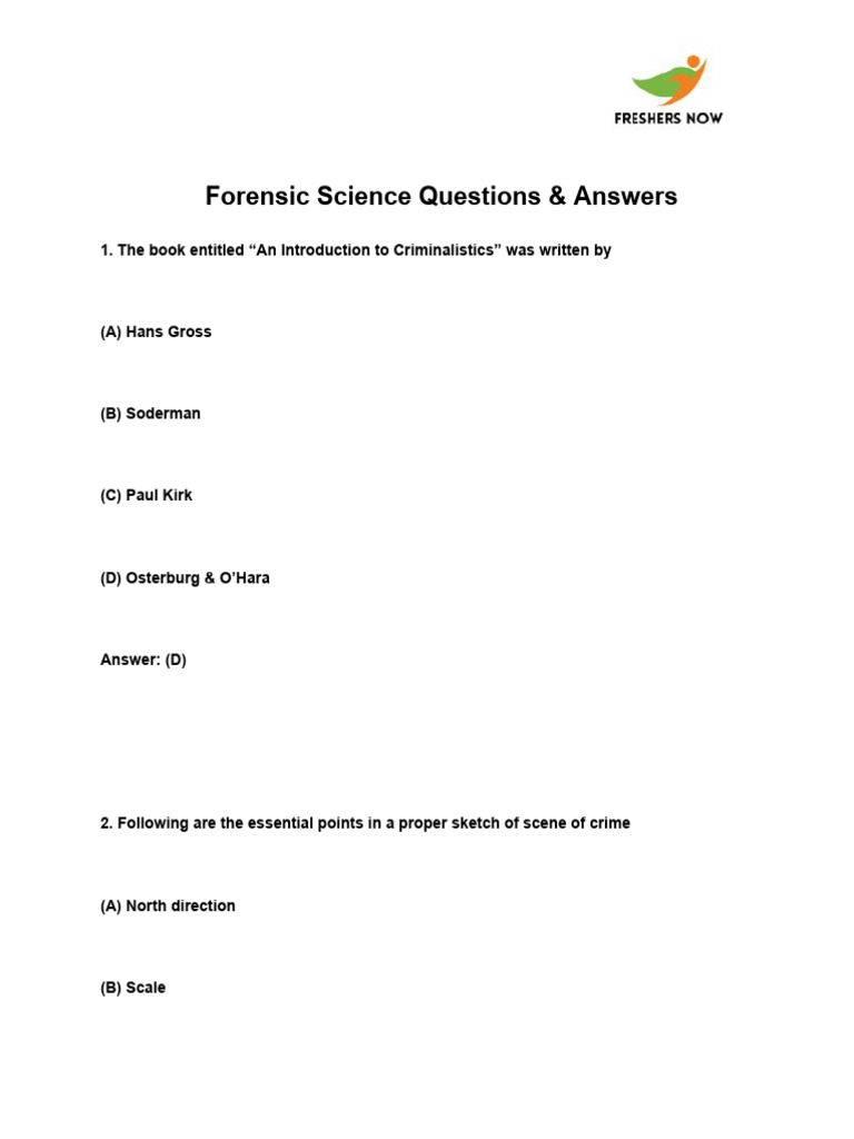 Forensic Science Questions Answers | PDF