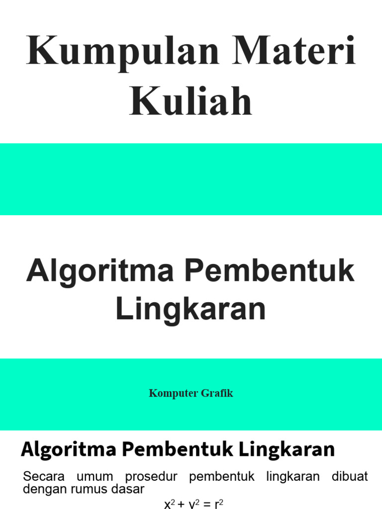 Algoritma Lingkaran: Simetris & Midpoint | PDF | Metode & Bahan Ajar | Sains & Matematika