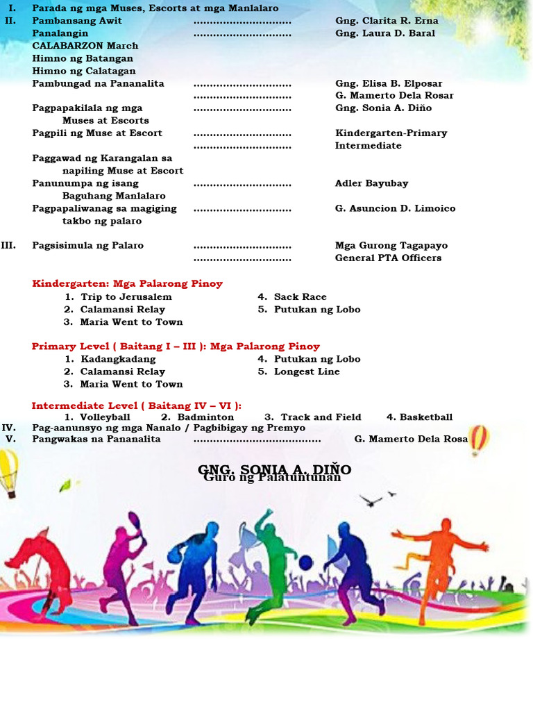 Gulod Es Intramurals Program 2023 | PDF