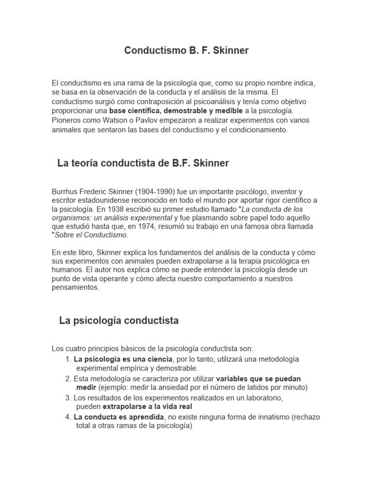Conductismo B. F. Skinner | PDF