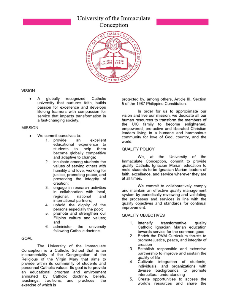 History of UIC | PDF | Mary, Mother Of Jesus | Catholic Church