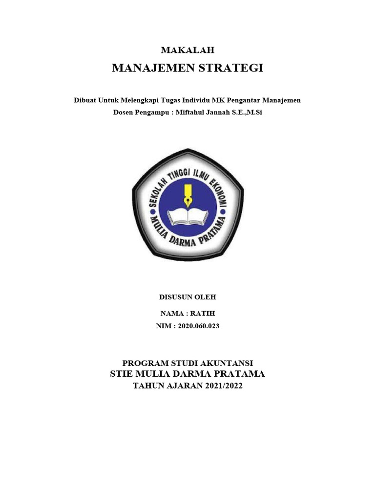 Makalah P.manajemen, Ratih 2020.060.023 | PDF