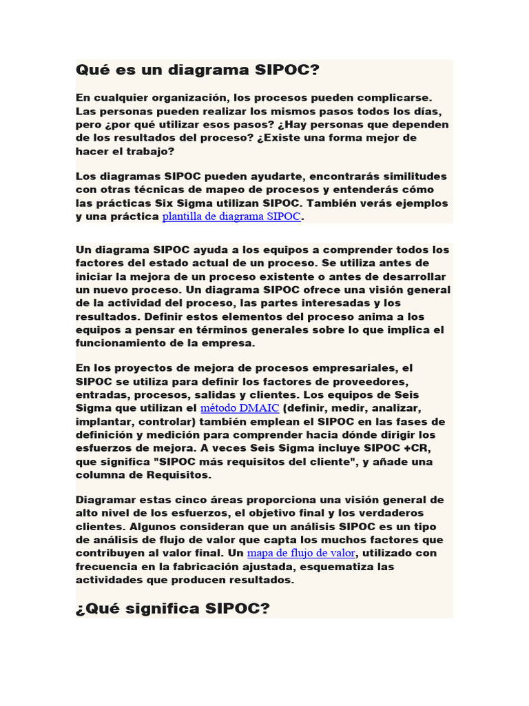 Qué Es Un Diagrama SIPOC | PDF