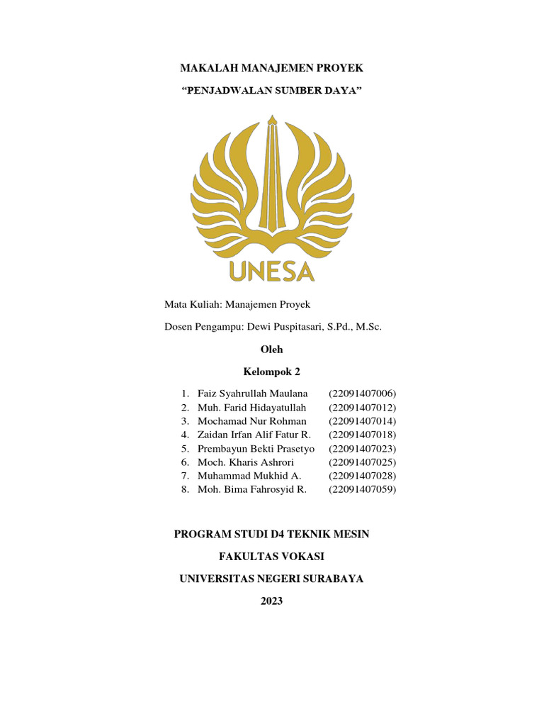 Makalah Manajemen Proyek Kelompok 4 | PDF Makalah Manajemen Proyek Kelompok 4 | PDF