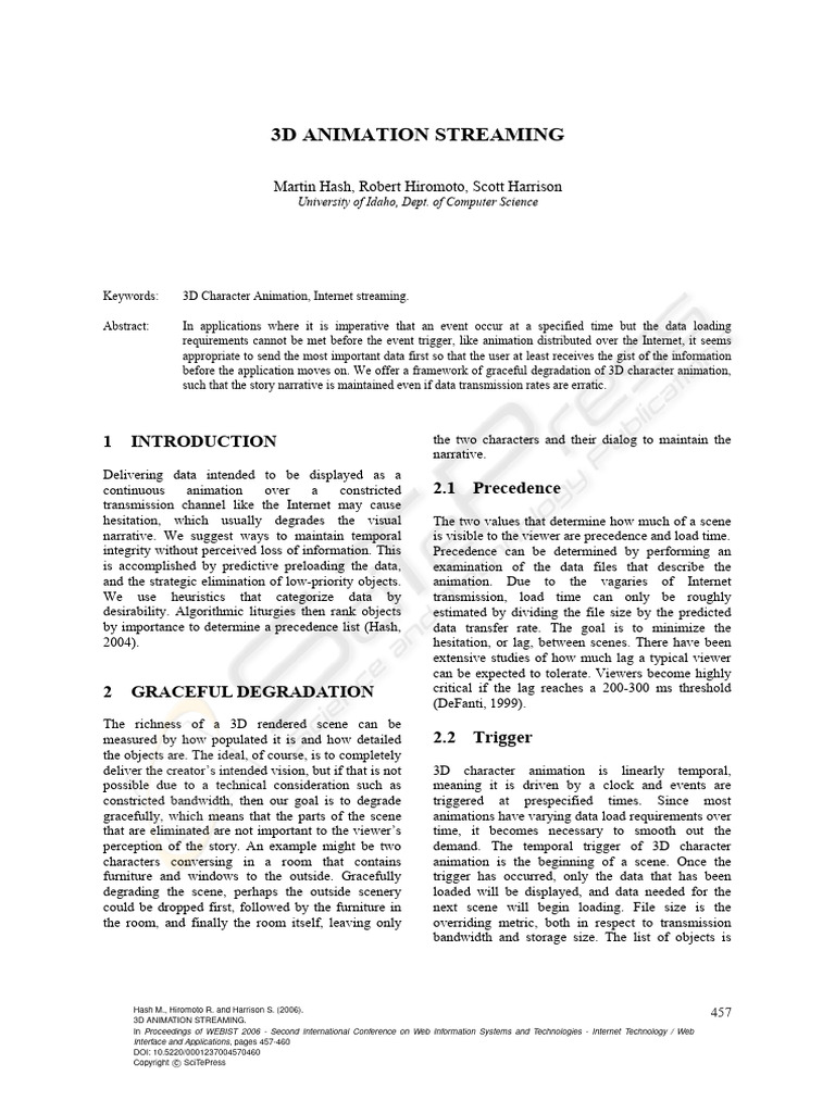 3d Animation Streaming Pdf 3 D Computer Graphics Internet