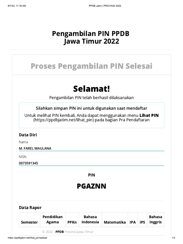 PPDB Jatim - PROVINSI 2022 | PDF