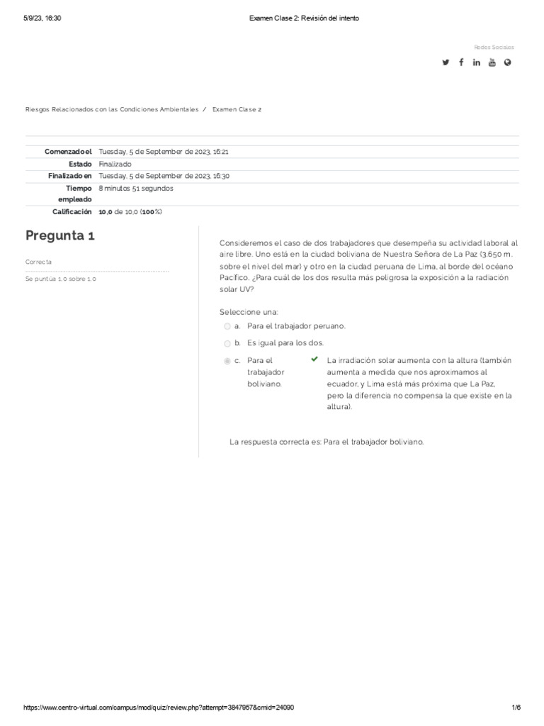 Examen Clase 2 - Revisión Del Intento | PDF | Sonido | Frecuencia