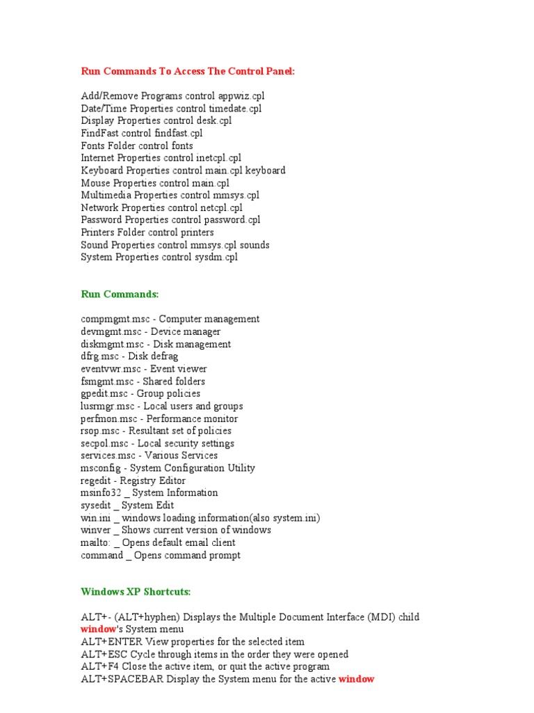 Windows Xp Keyboard Commands Pdf Computing Platforms Ibm Pc 0057