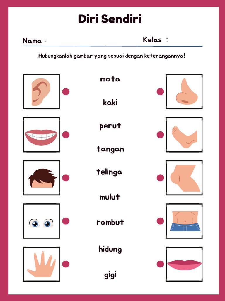 Lembar Kerja TK Tema Diri Sendiri Merah Sederhana | PDF