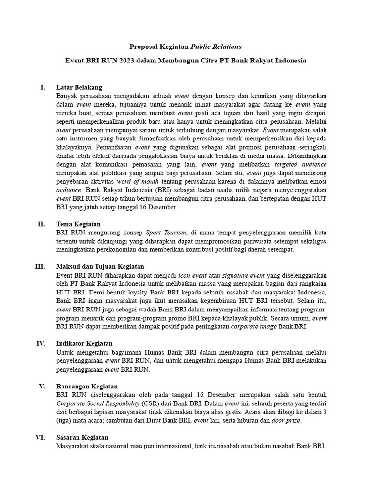 Proposal Kegiatan Public Relations | PDF