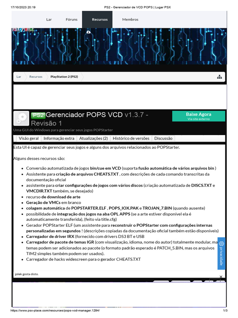 PS2 - Gerenciador de VCD POPS - Lugar PSX | PDF