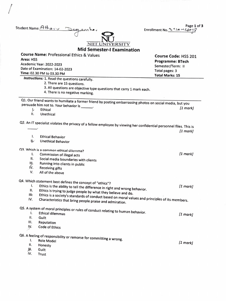 mid sem -1_PAPER | PDF