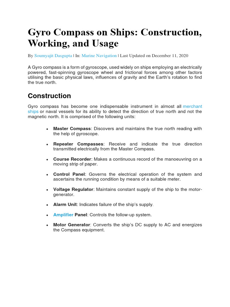 Gyro Compass On Ship | Download Free PDF | Gyroscope | Compass